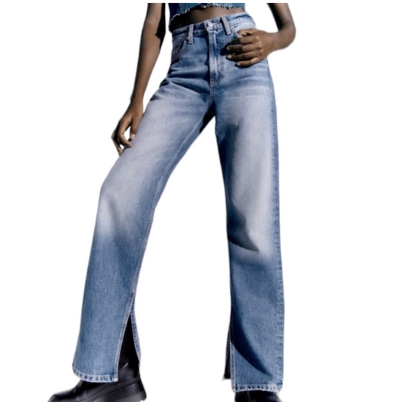 Zara | Jeans | Zara Wide Leg Split High Rise Jeans | Poshmark